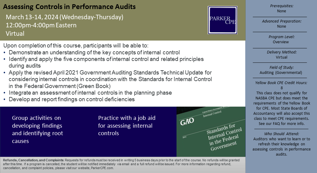 Internal Control Auditing: Mastering Key Principles — Parker CPE