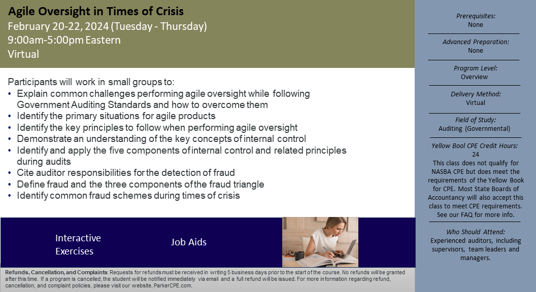 Agile Oversight In Times Of Crises February 20 22 — Parker Cpe