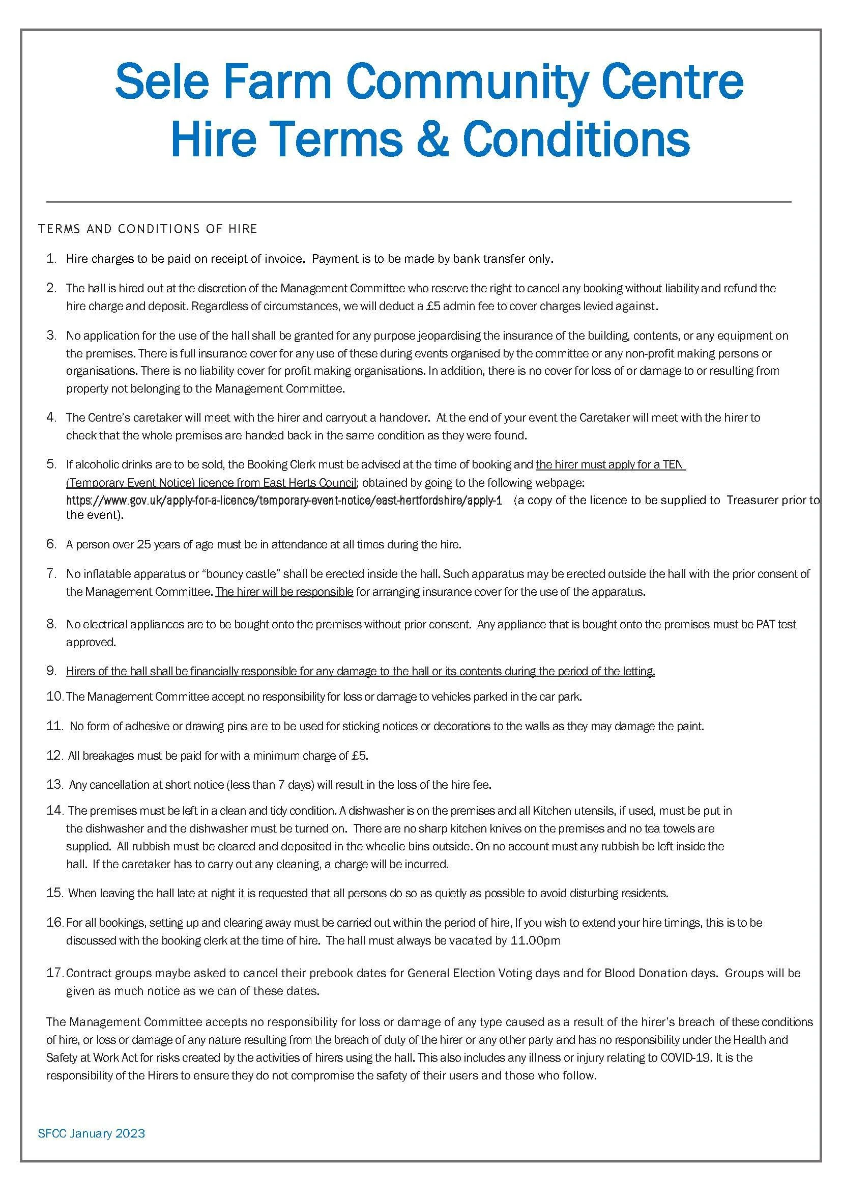 Terms & Conditions — SFCC