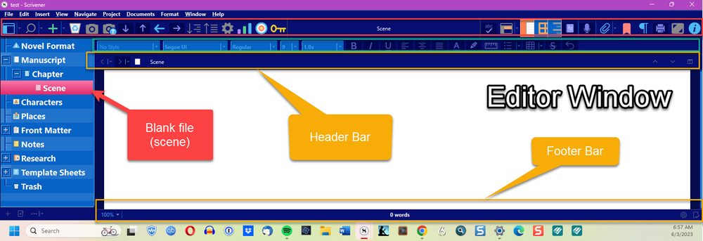 the basic series-The Scrivener editor layout — My Writing Journey