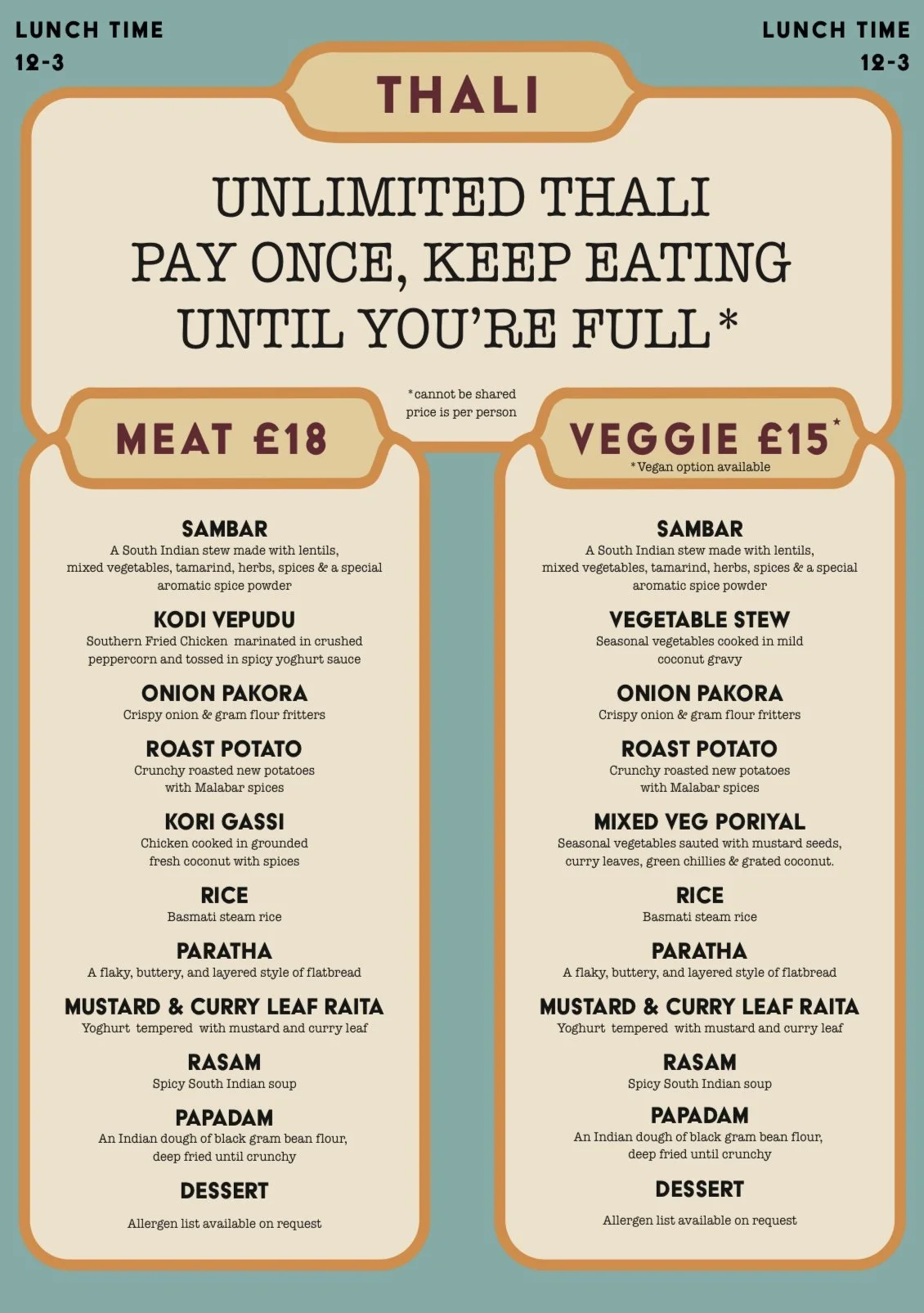 Menu — Kal Dosa