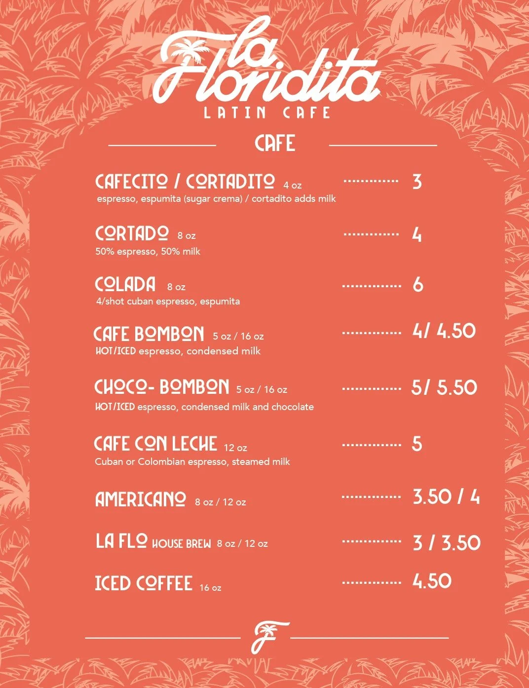 Store Menu — La Floridita PDX