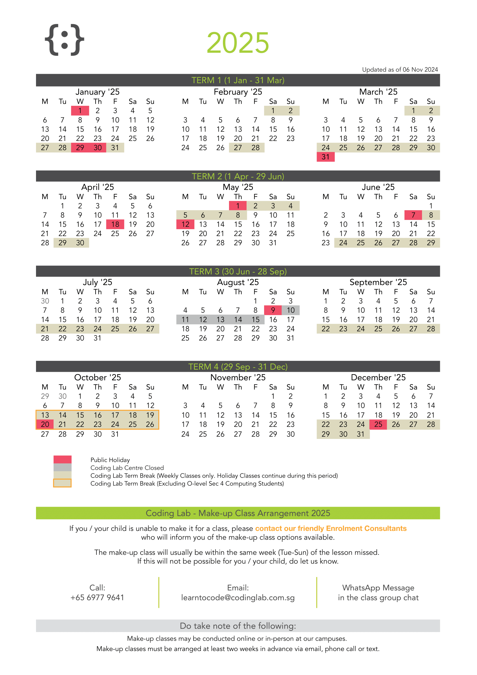 Term Calendar | Coding Lab
