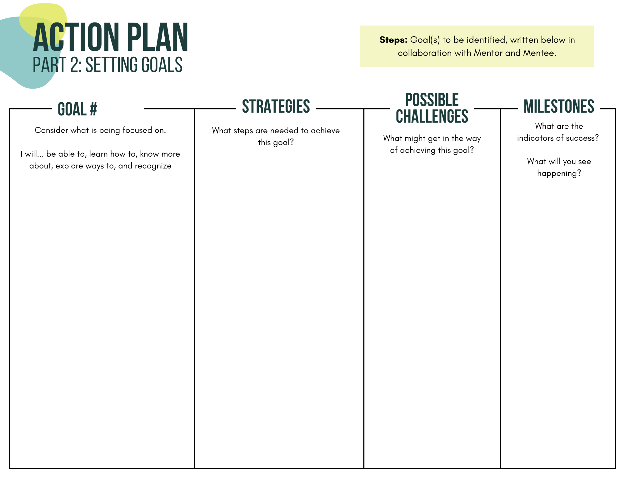 Mentorship in Action: Goal Setting & Action Planning — Strive