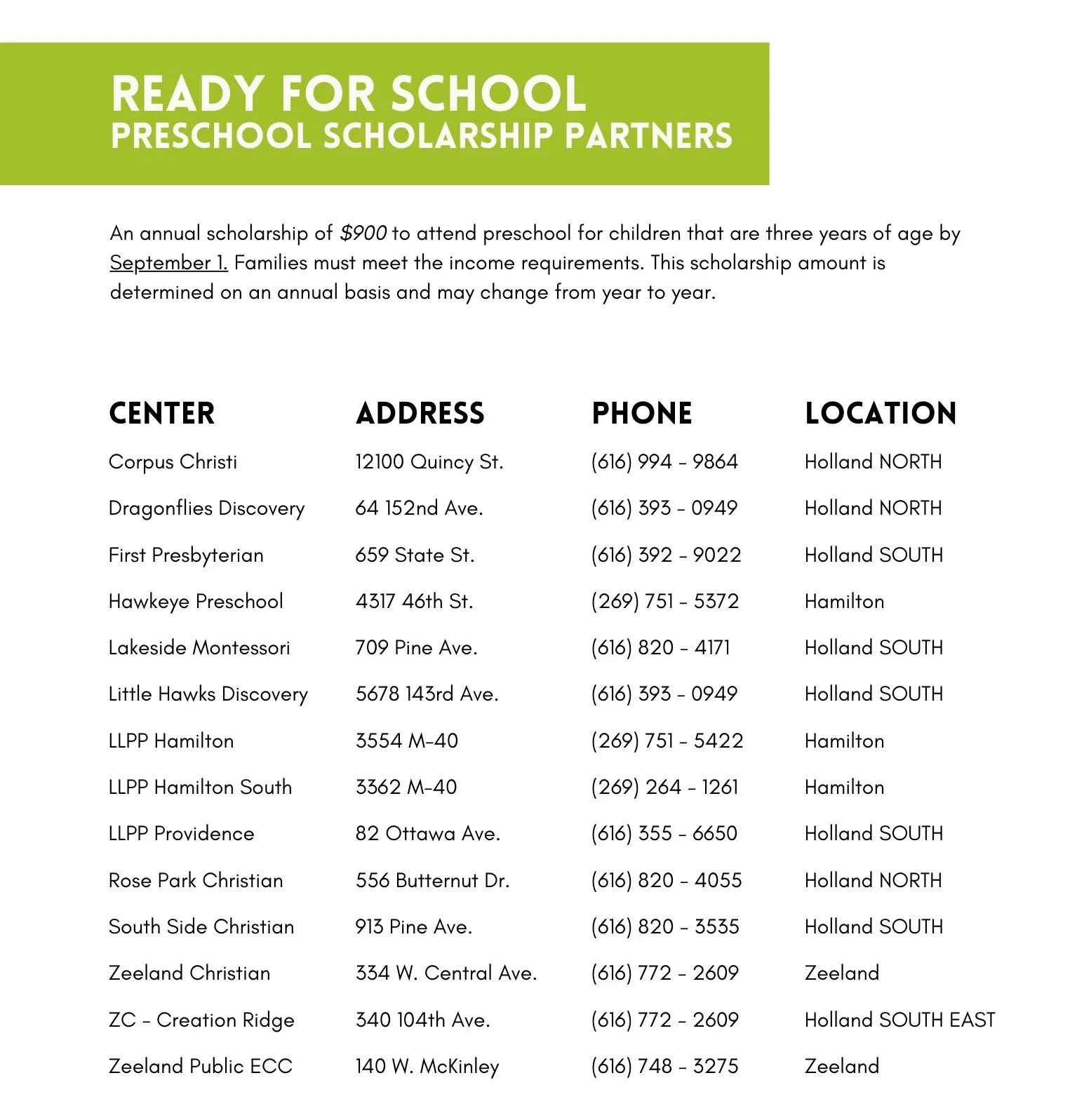 Preschool Access Network — Ready For School