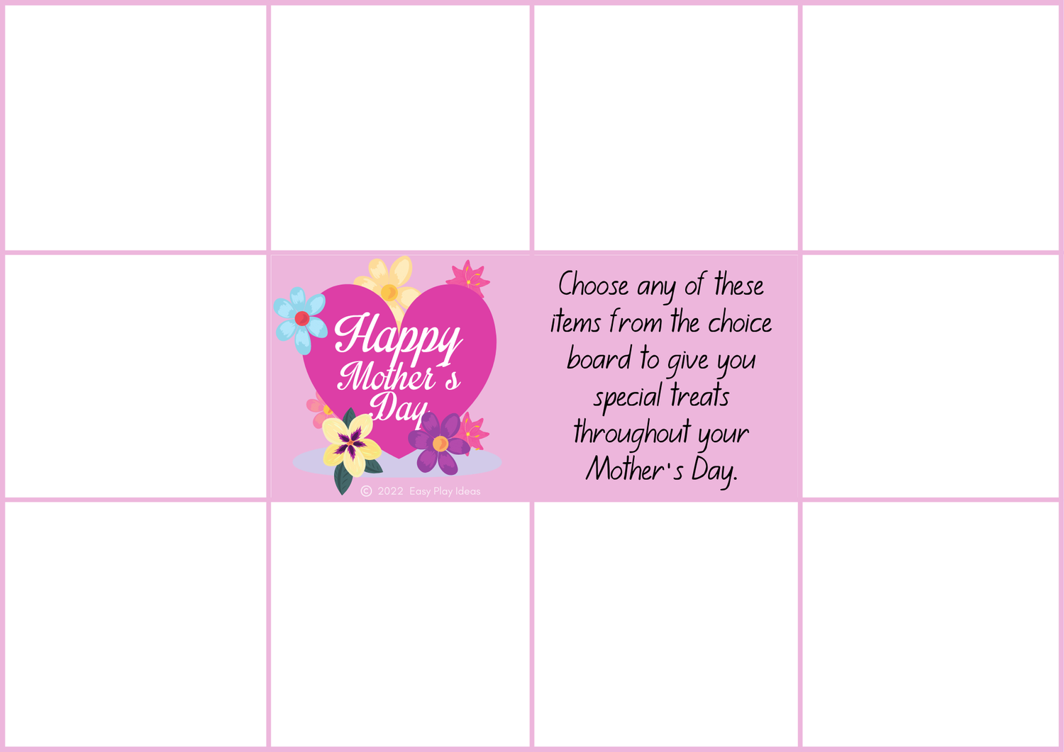Mother's Day Printable - Coupons and Choice Board