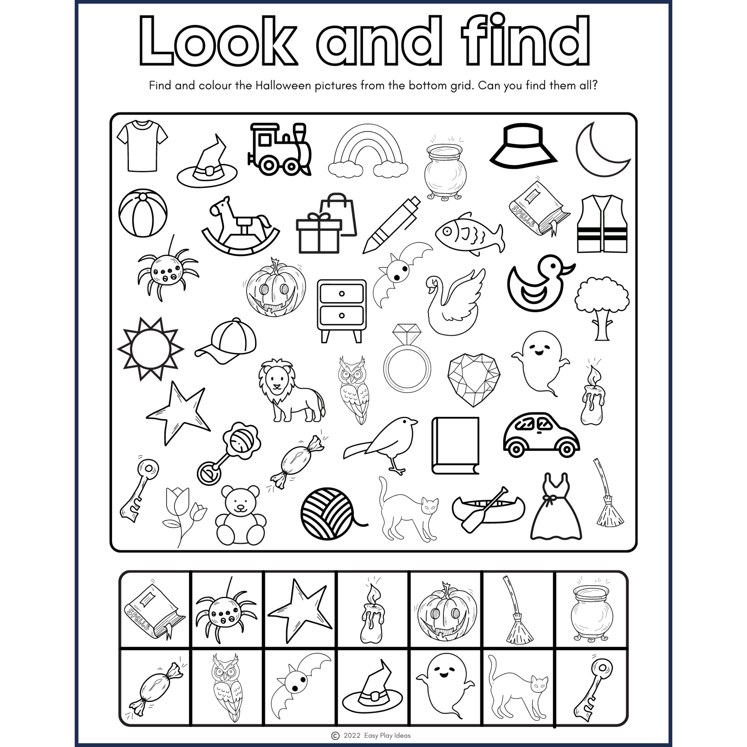 Halloween Look and Find Colouring Activity