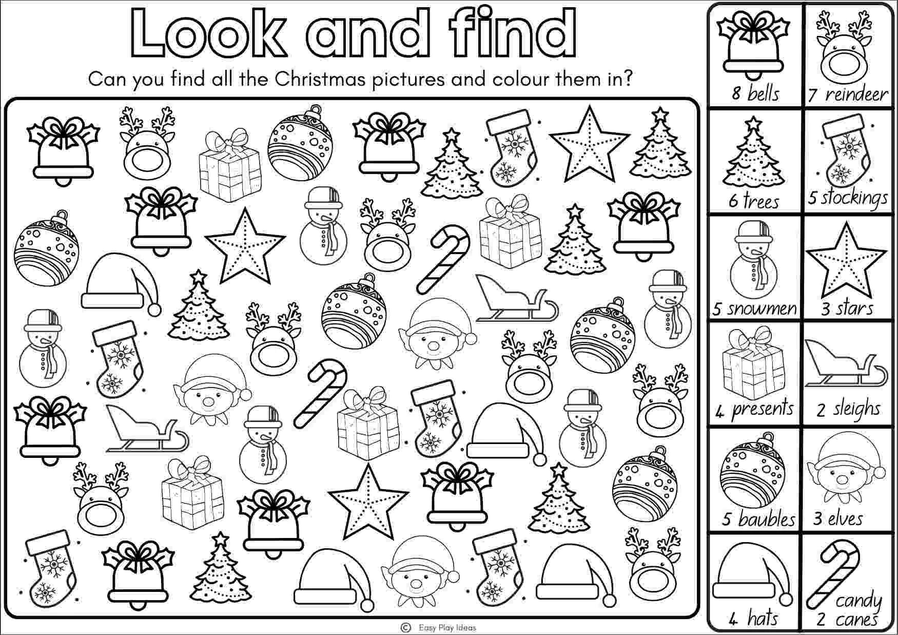 Printable Christmas Look and Find for Kids | Count & Colour