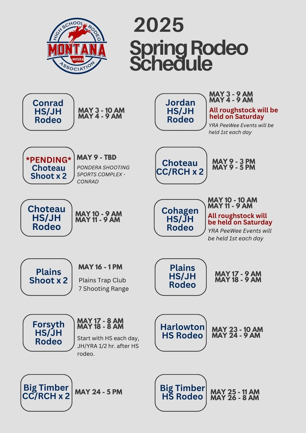 High School Rodeo Schedule — Montana High School Rodeo Association