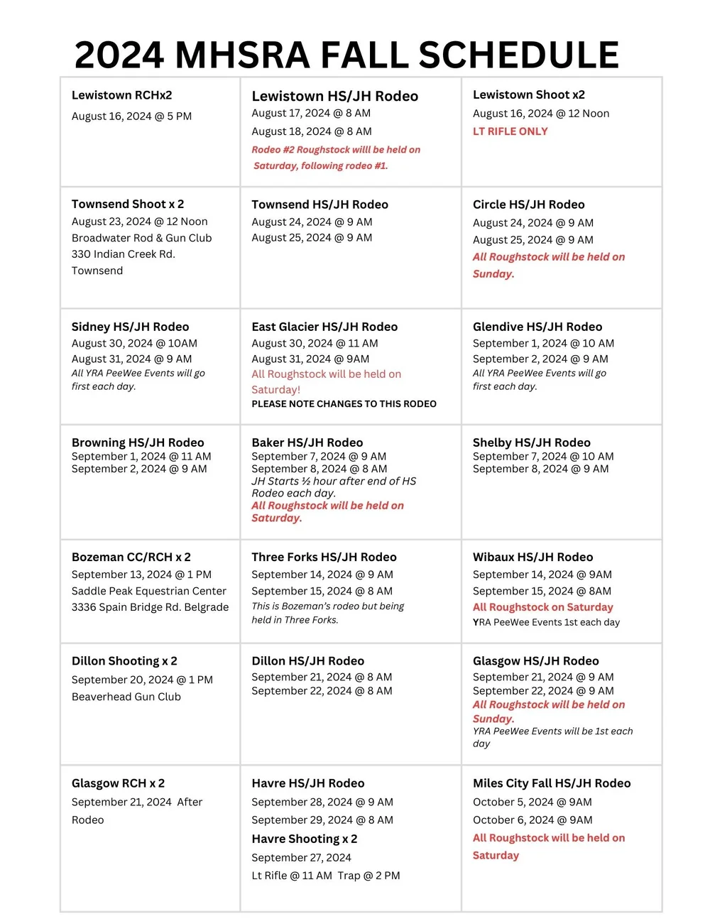 High School Rodeo Schedule — Montana High School Rodeo Association