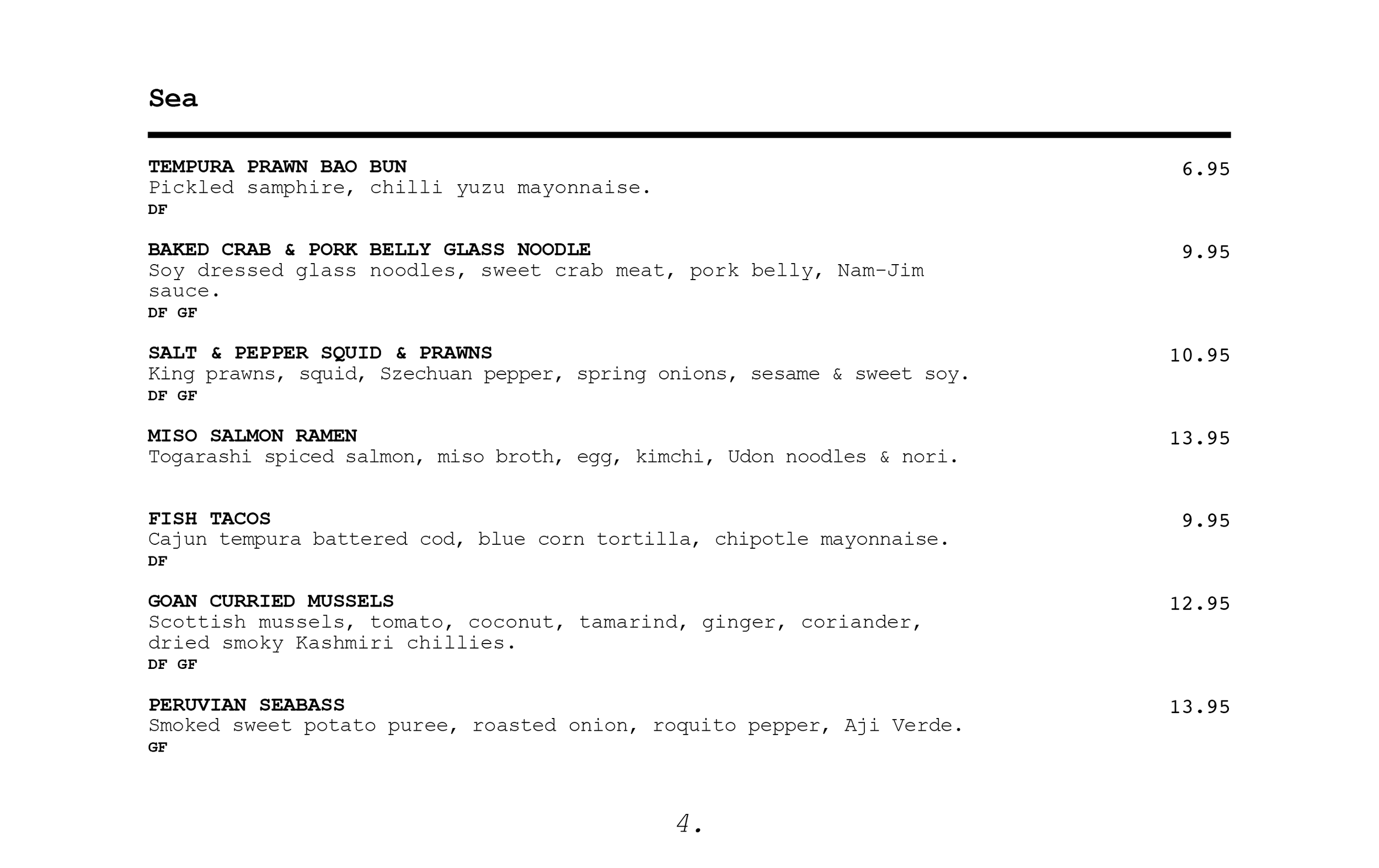 Menu — House Of The Rising Sun