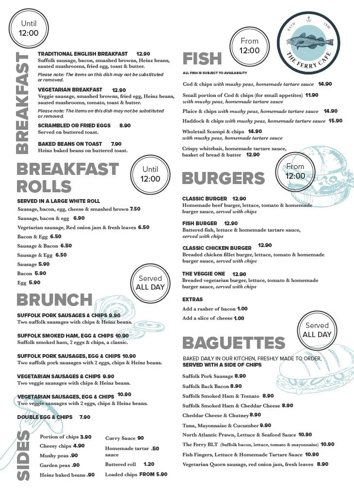 Ferry Cafe Menu | Breakfast, Lunch, Coffee & Cakes Felixstowe — The ...