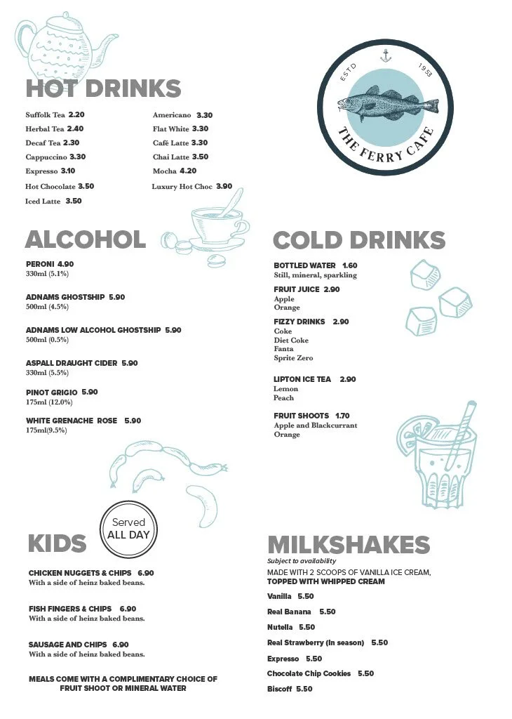 Ferry Cafe Menu | Breakfast, Lunch, Coffee & Cakes Felixstowe — The ...