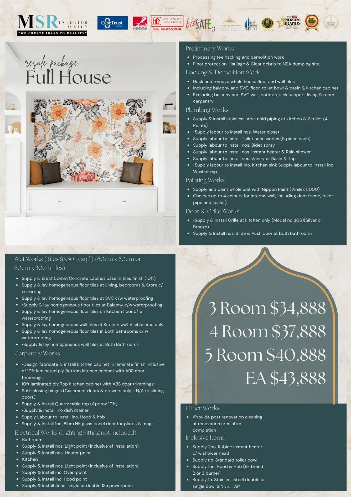MSR Packages — MSR Interior Design Pte Ltd