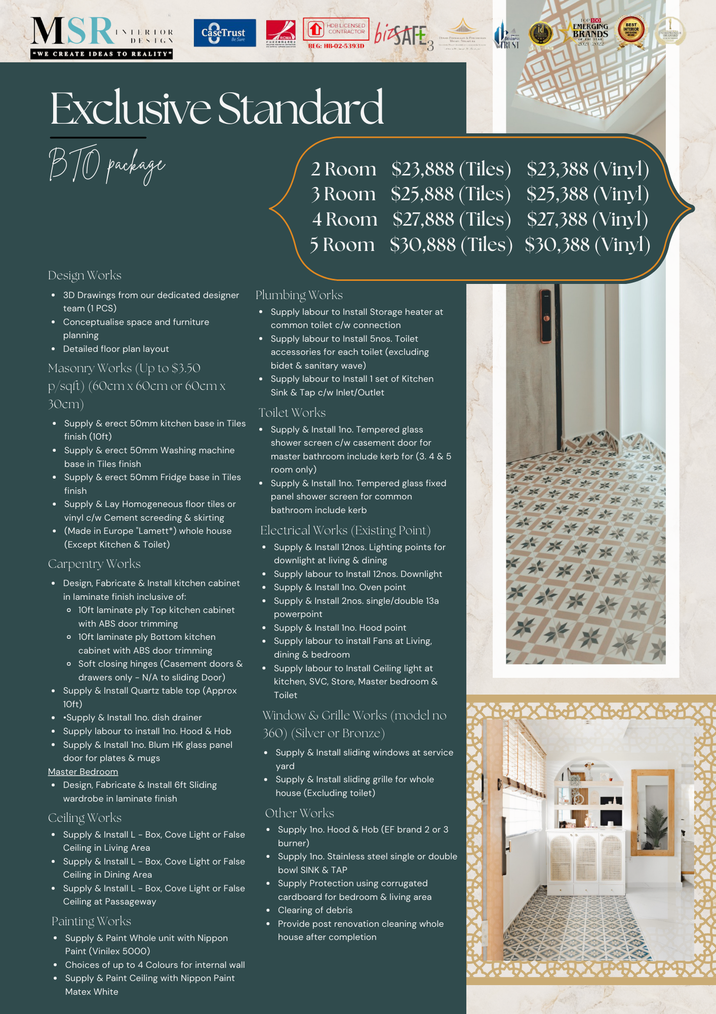 MSR Packages — MSR Interior Design Pte Ltd