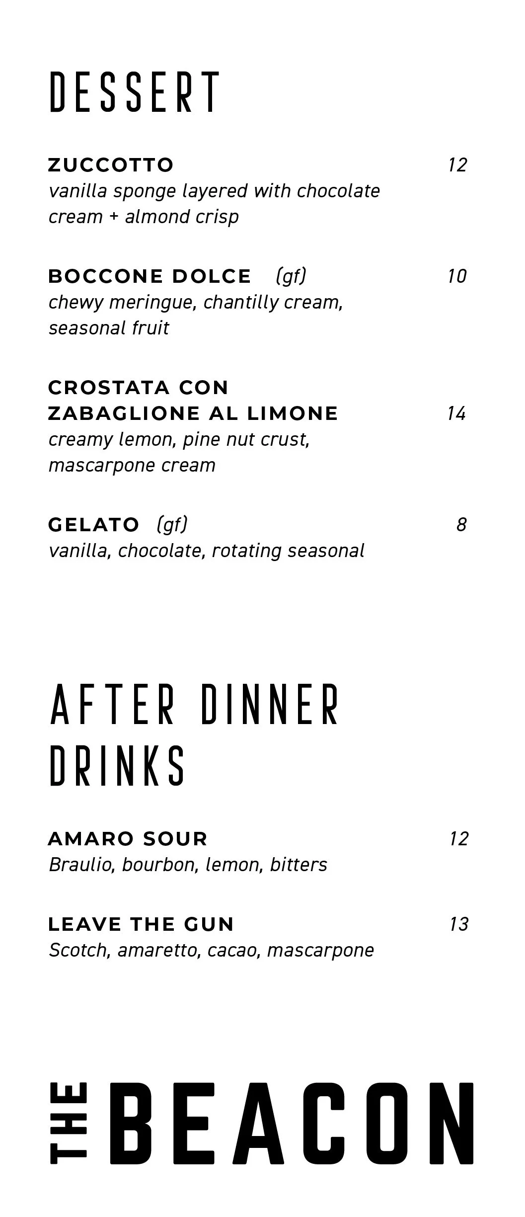 Menu | Explore Our Seasonal Menu — The Beacon