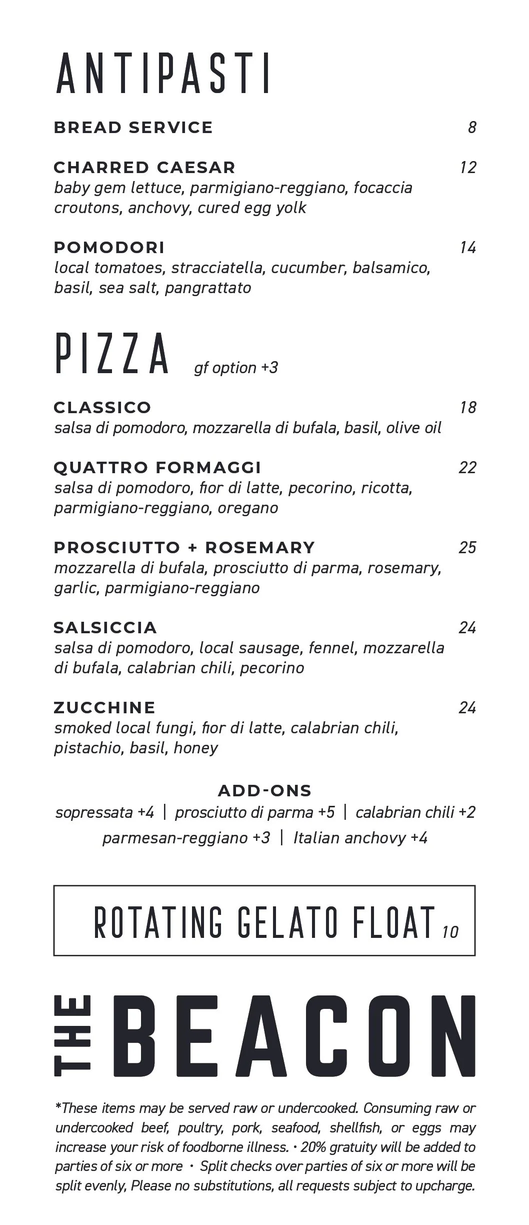 Menu | Explore Our Seasonal Menu — The Beacon