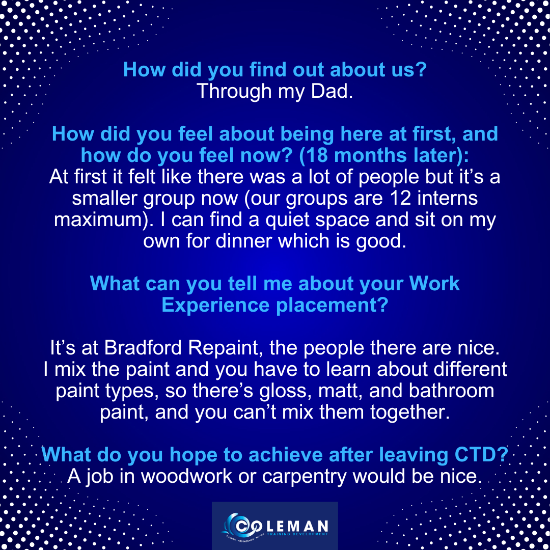 Intern spotlight | Coleman Training Development