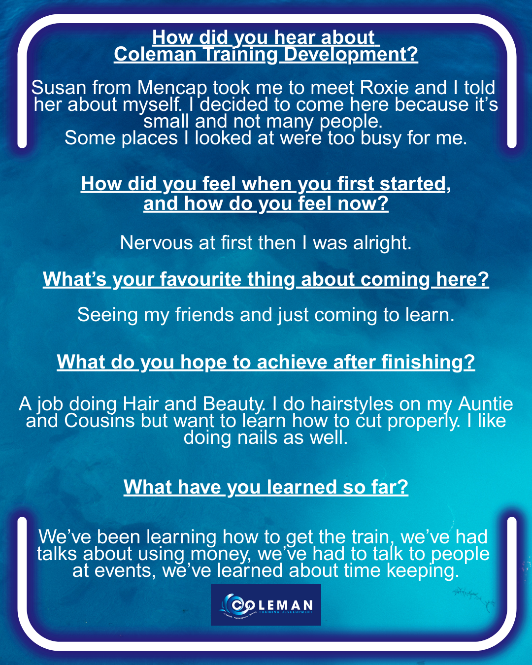 Intern Spotlight | Coleman Training Development