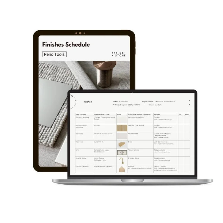 Finishes Schedule Renovation Organiser | Finish Schedule Template ...