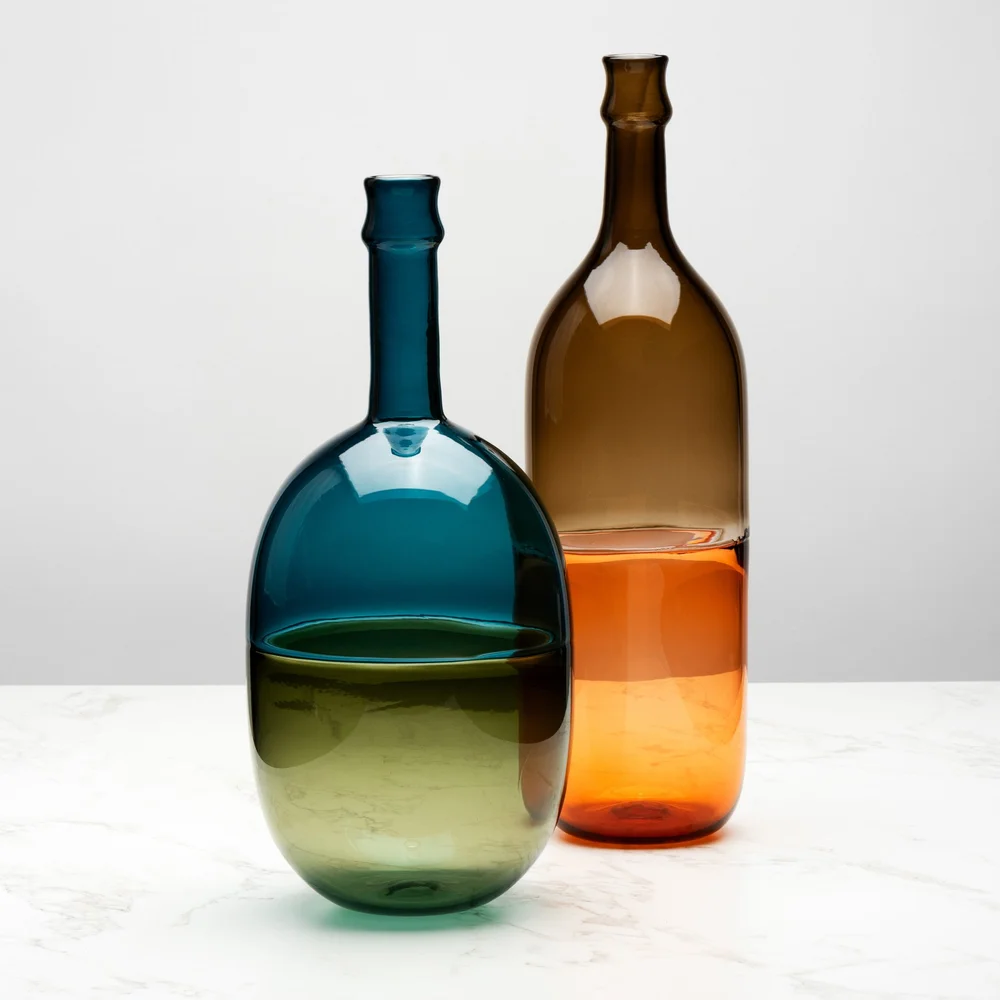 Hand Blown Two-Tone Glass Bottle — Vitricca Iannazzi