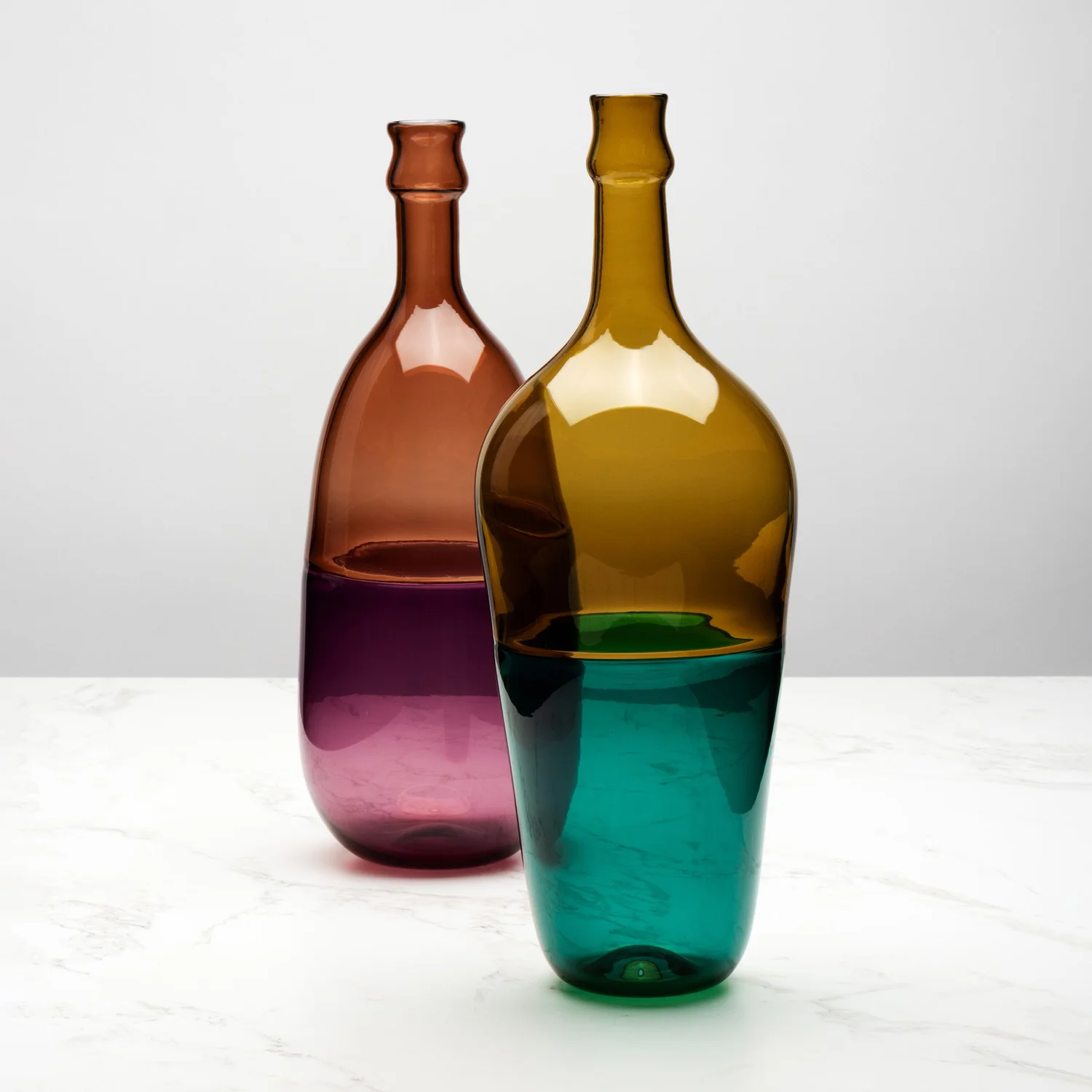 Hand Blown Two-Tone Glass Bottle — Vitricca Iannazzi