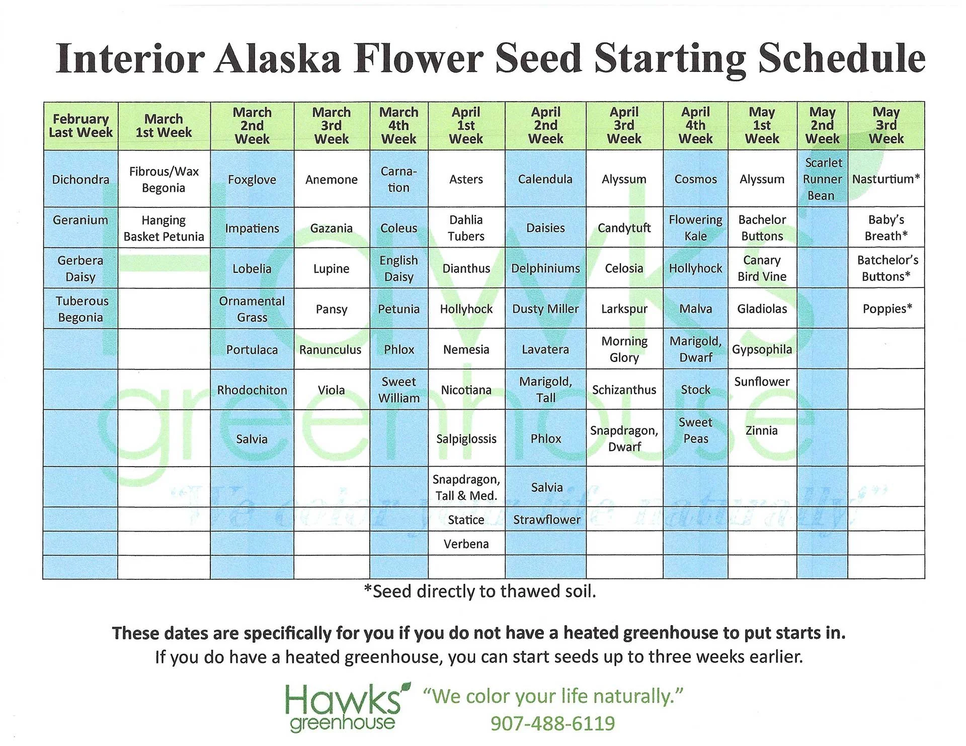 Flower Seed Starting Schedule — Hawks Greenhouse