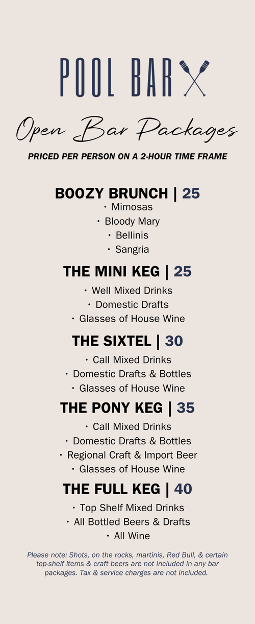 Open Bar Packages by the Pool — The Pool Bar NJ