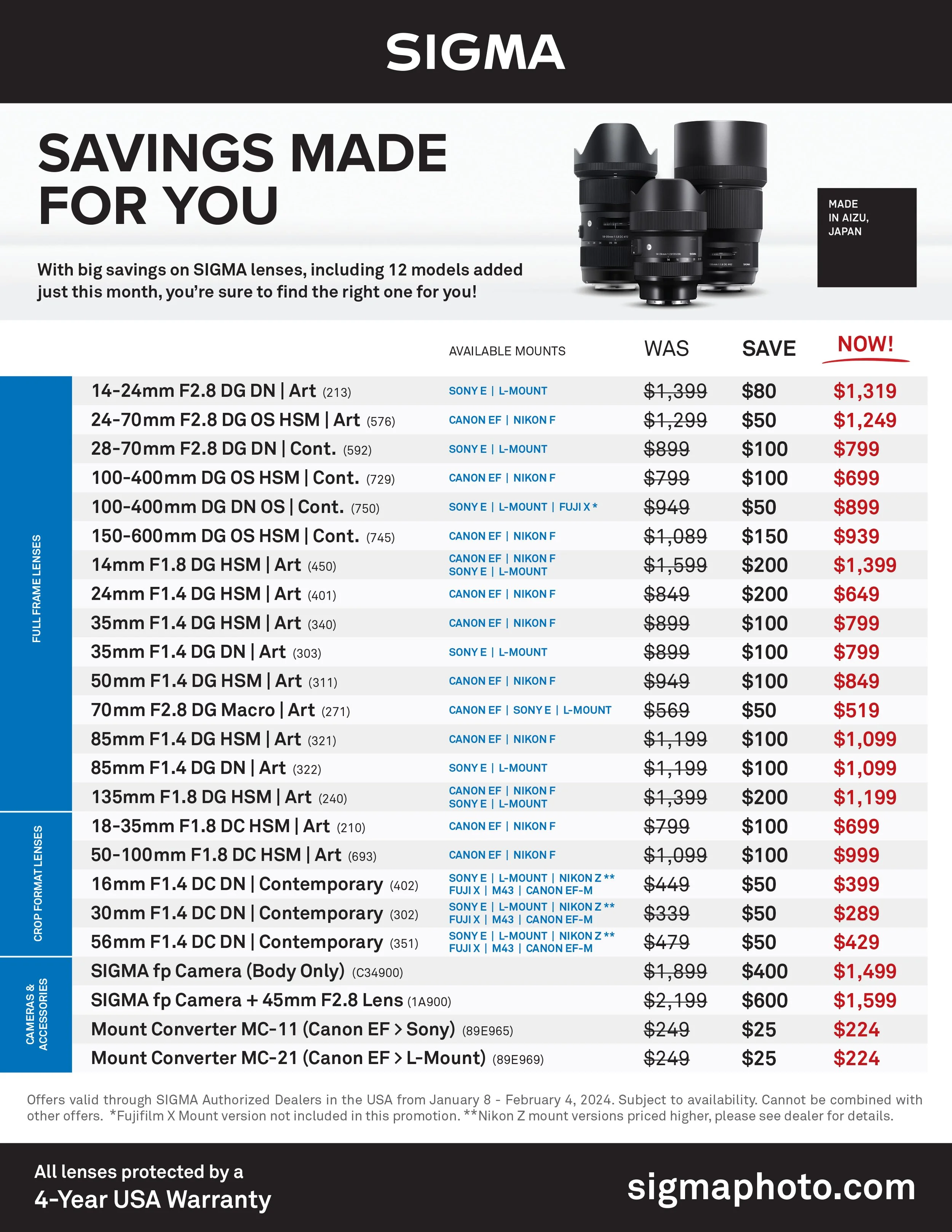 Sigma Specials & Rebates — Humble Camera Center