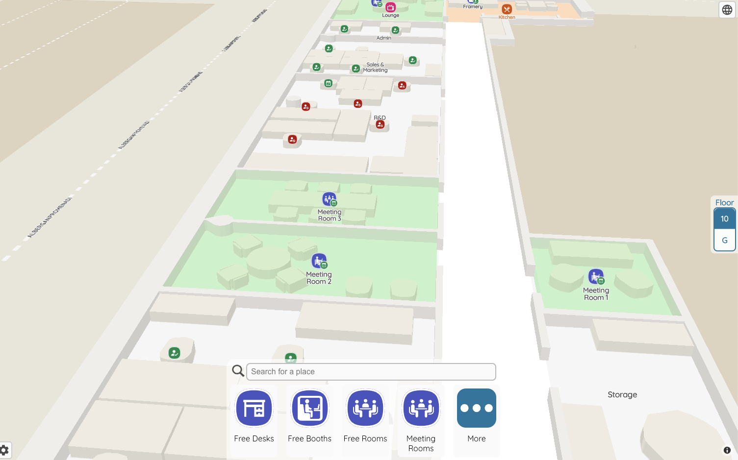 3D office maps and wayfinding for corporate campuses