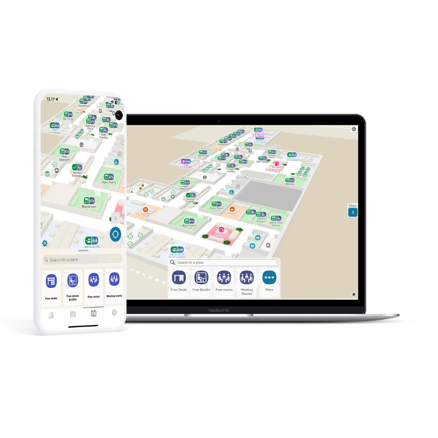 3D office maps and wayfinding for corporate campuses