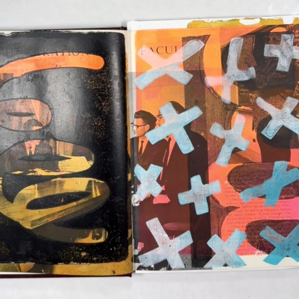Tutorial: gel plate printing in a vintage book. — Drew Steinbrecher Art