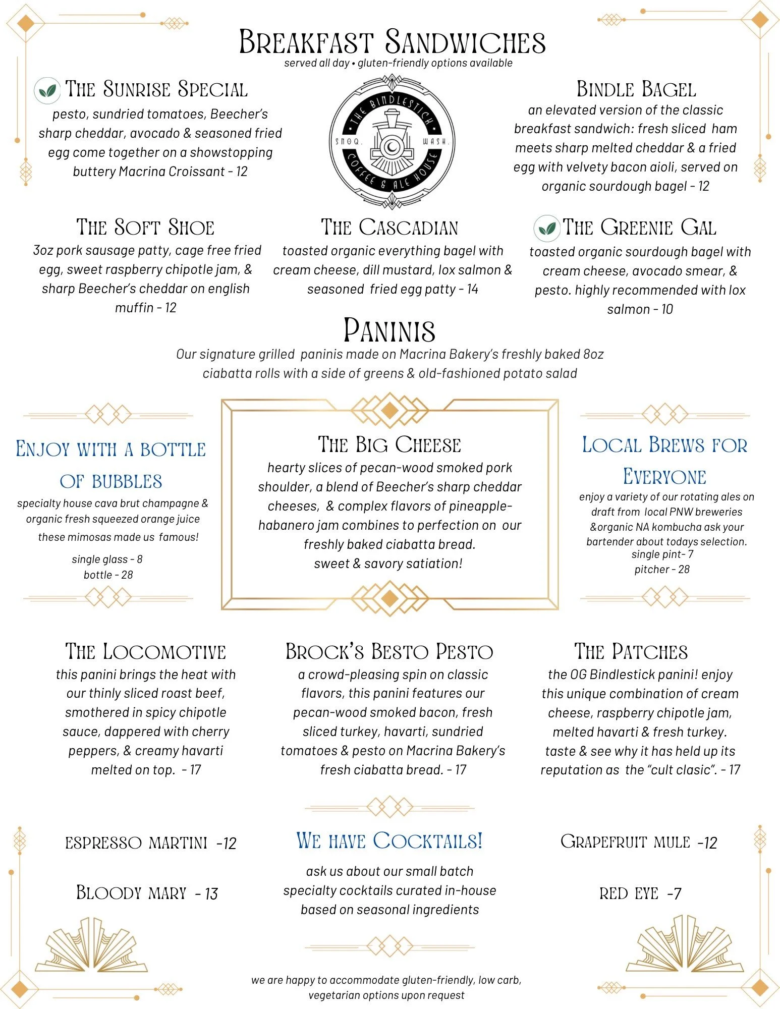 Menu — The Bindlestick