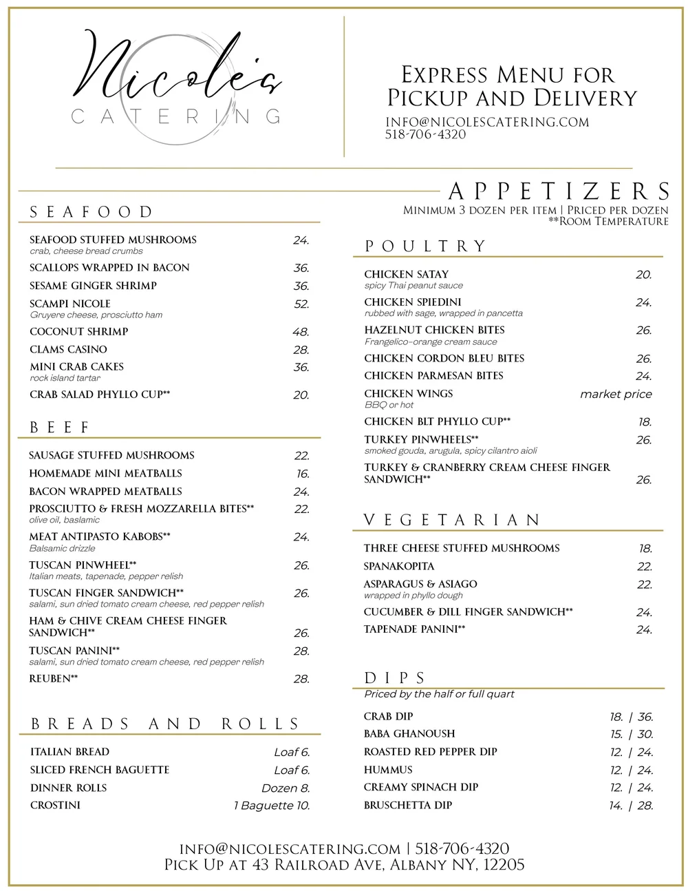 EXPRESS MENU — Nicole's Catering