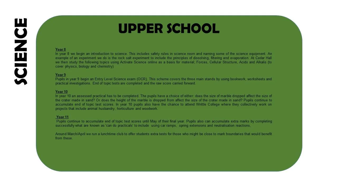 Science-Overview — Cedar Hall School