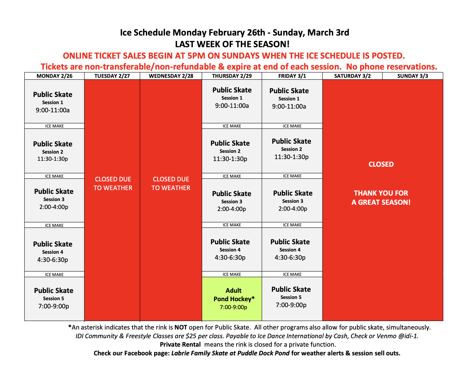 Ice Schedule — Strawbery Banke Museum