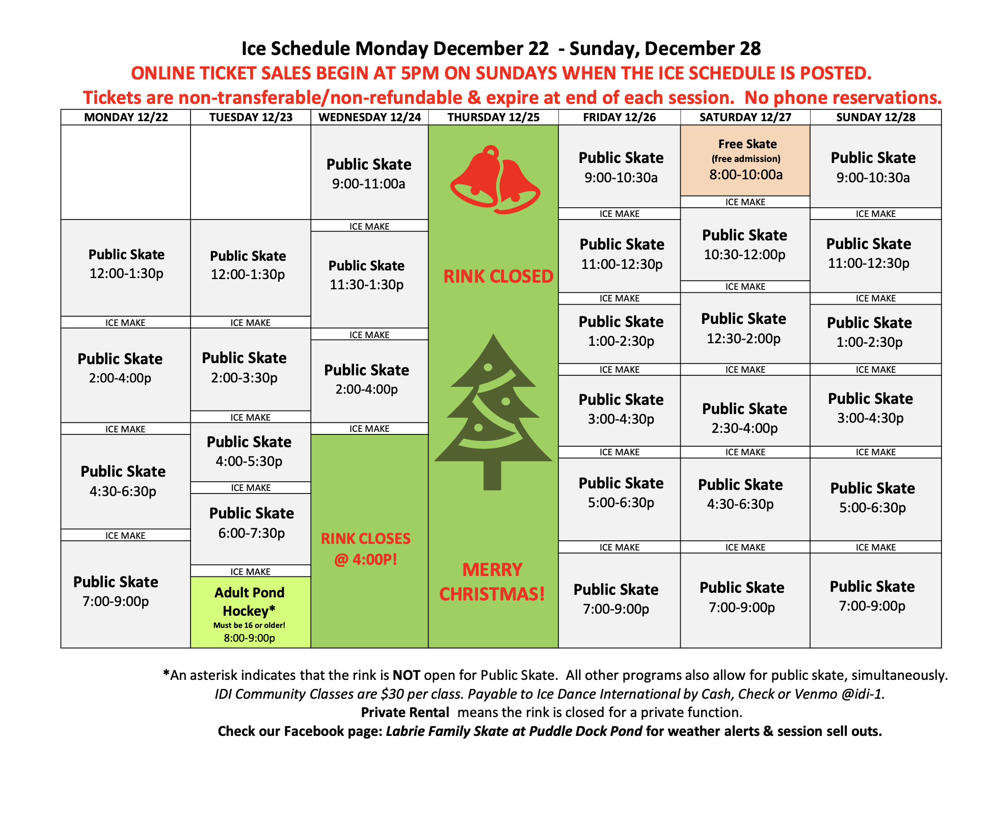 Ice Schedule — Strawbery Banke Museum