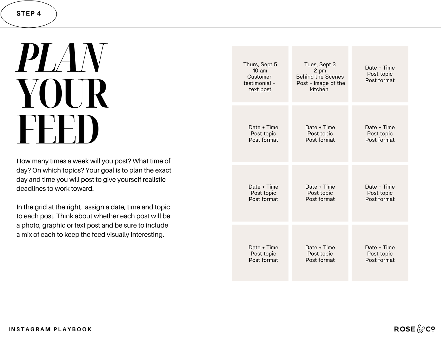 Restaurant Instagram Action Plan with Free Planner — Rose & Co. Social ...