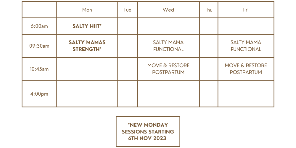 View Timetable & Book A Class — Salty Movements