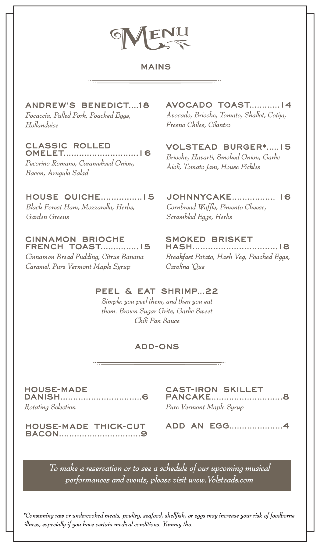 Menu — Volstead's Emporium