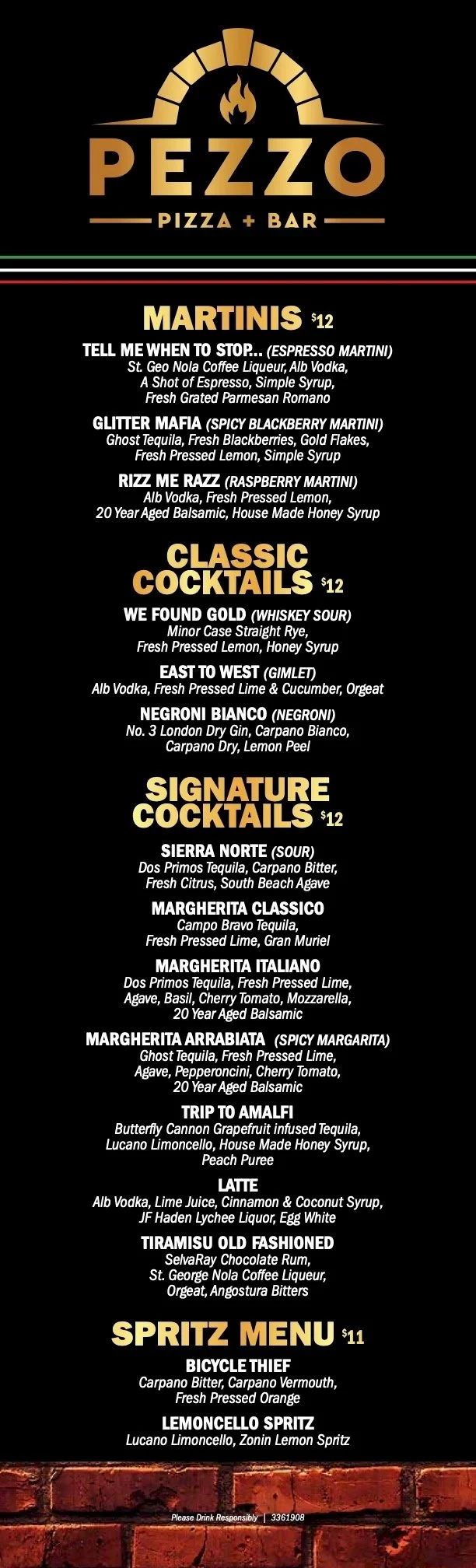 Drink — Pezzo Pizza + Bar l Best Pizza & Italian in Estero