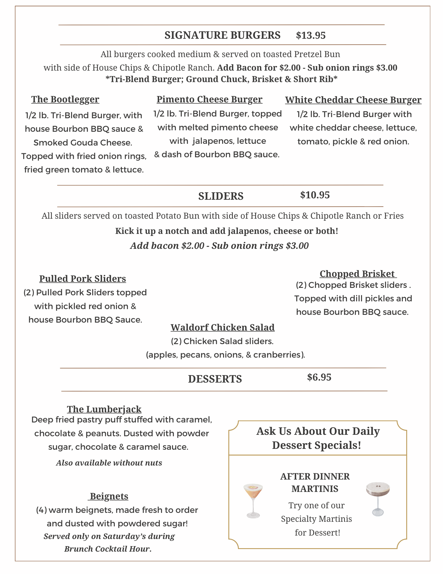 Food Menu — Club Car Lounge