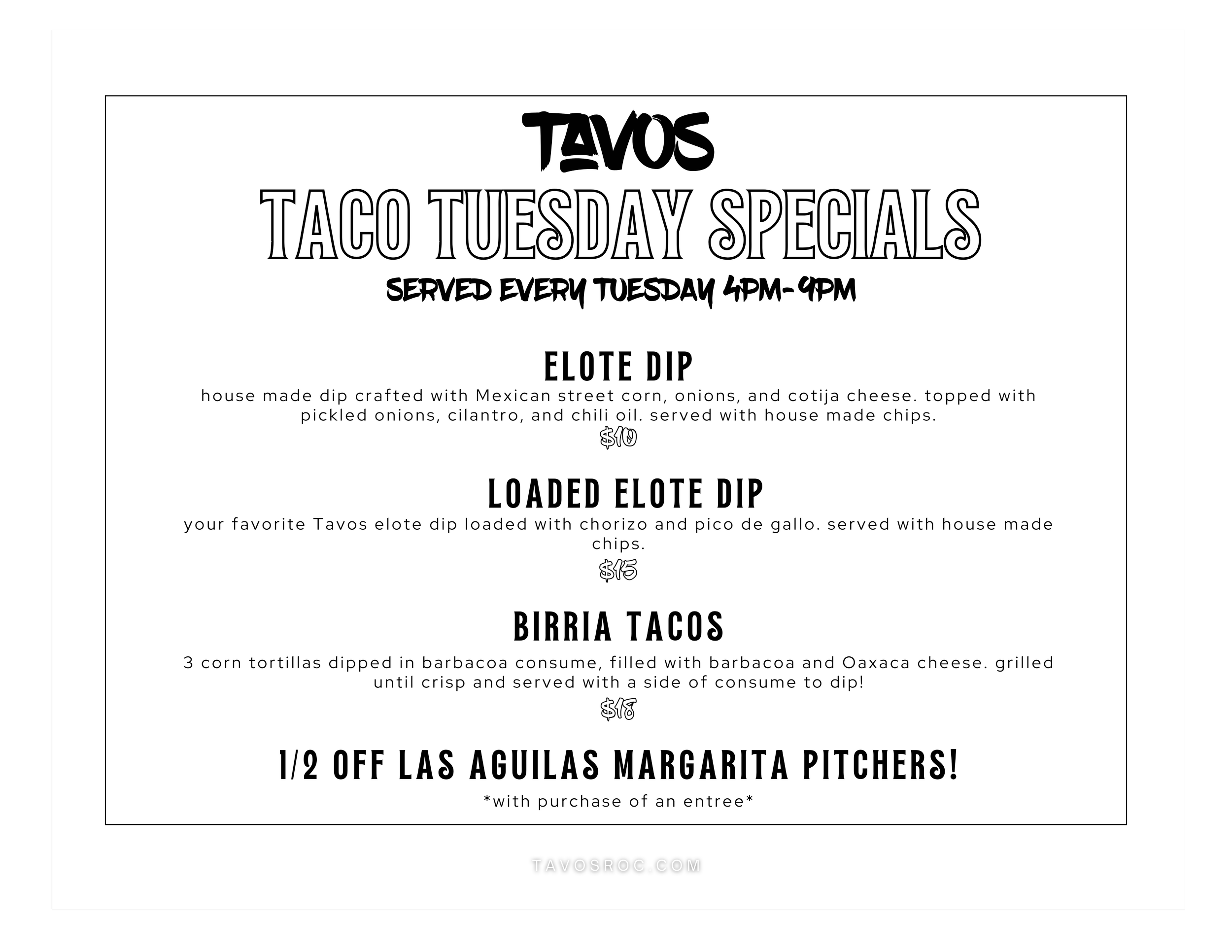 Menu 1 — Tavos Roc