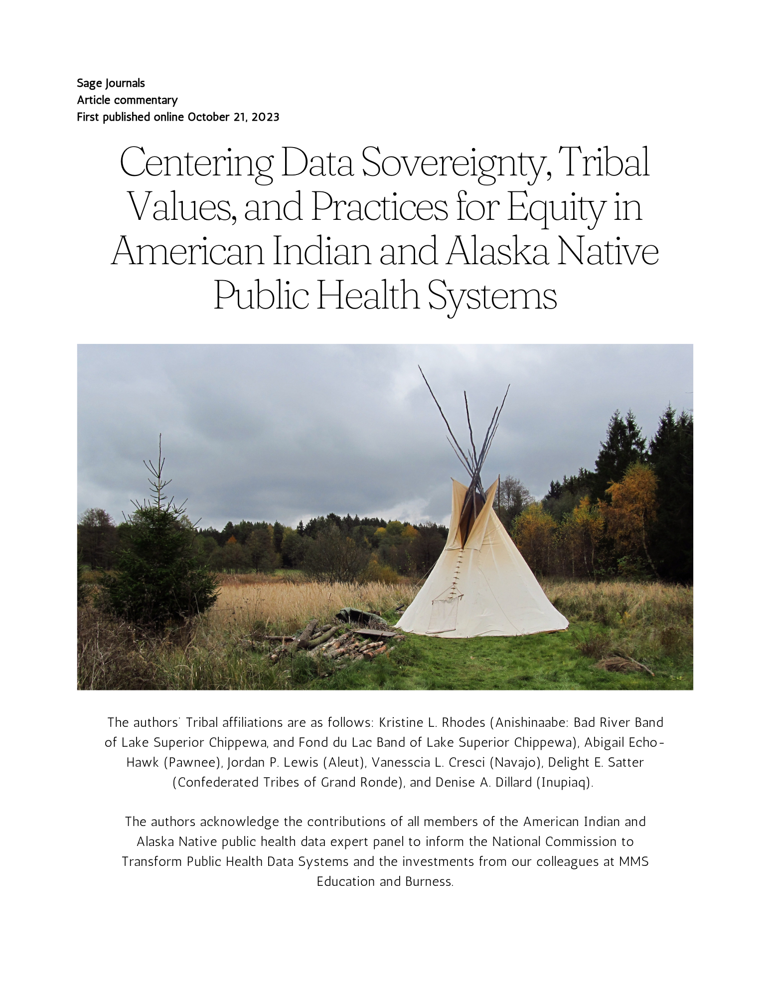 Centering Data Sovereignty, Tribal Values, and Practices for Equity in ...