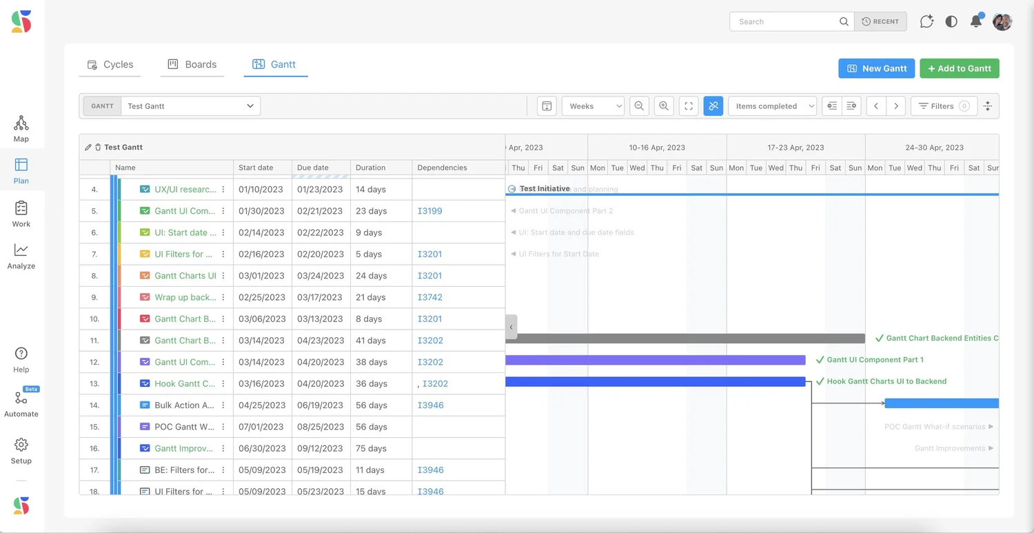 Gantt Charts — Program and Portfolio Management Software — DevStride