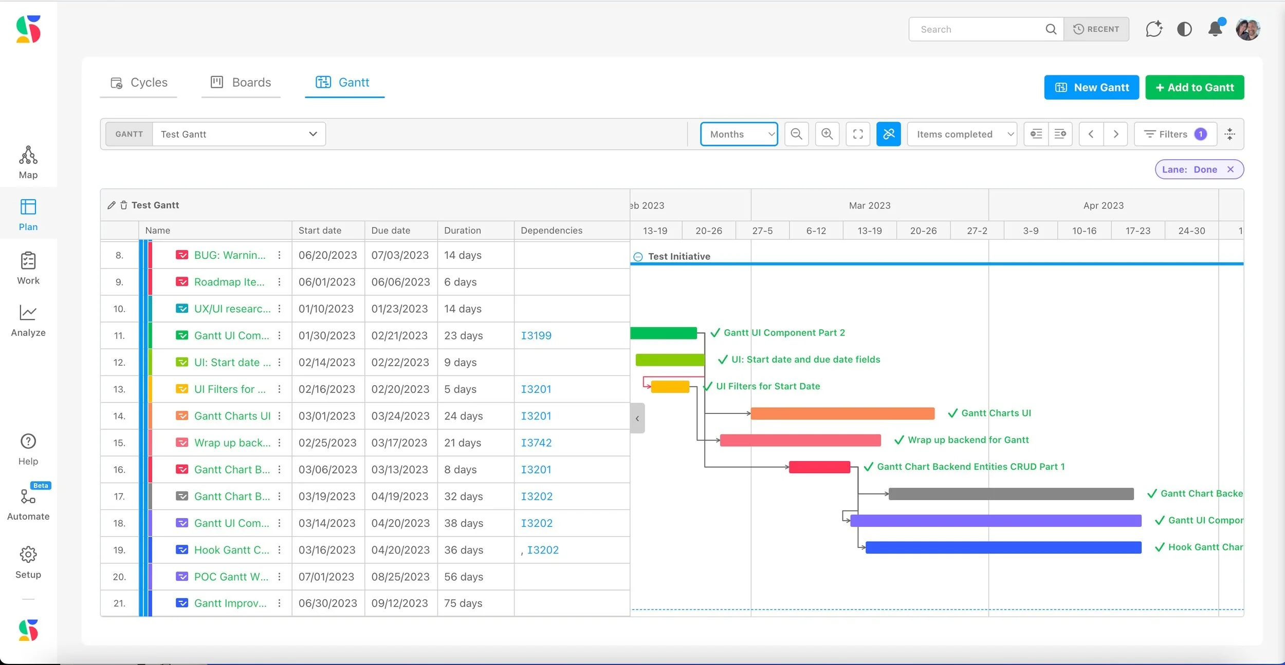 Gantt Charts — Program and Portfolio Management Software — DevStride