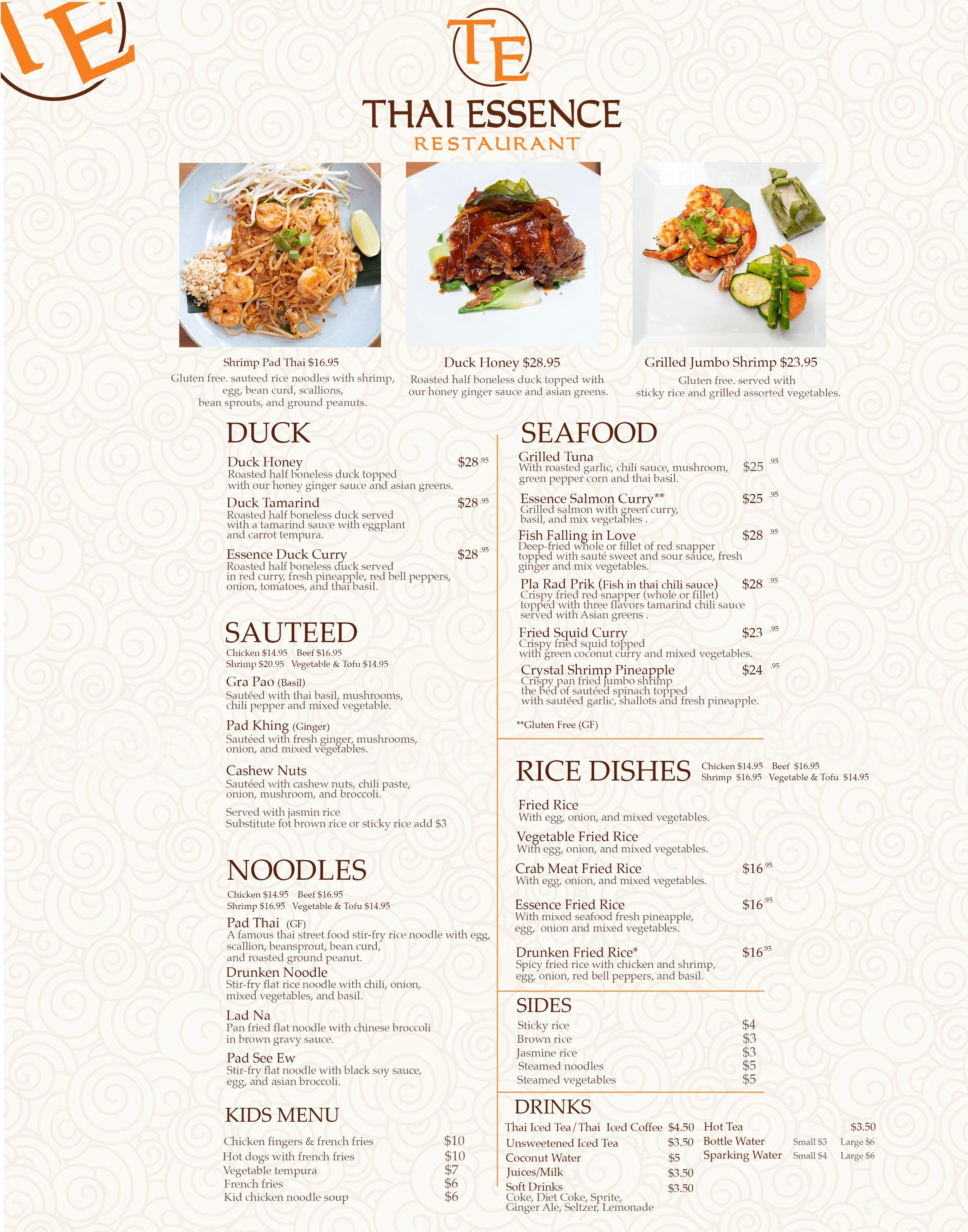 Dinner Menu — Thai Essence Restaurant Nutley, NJ