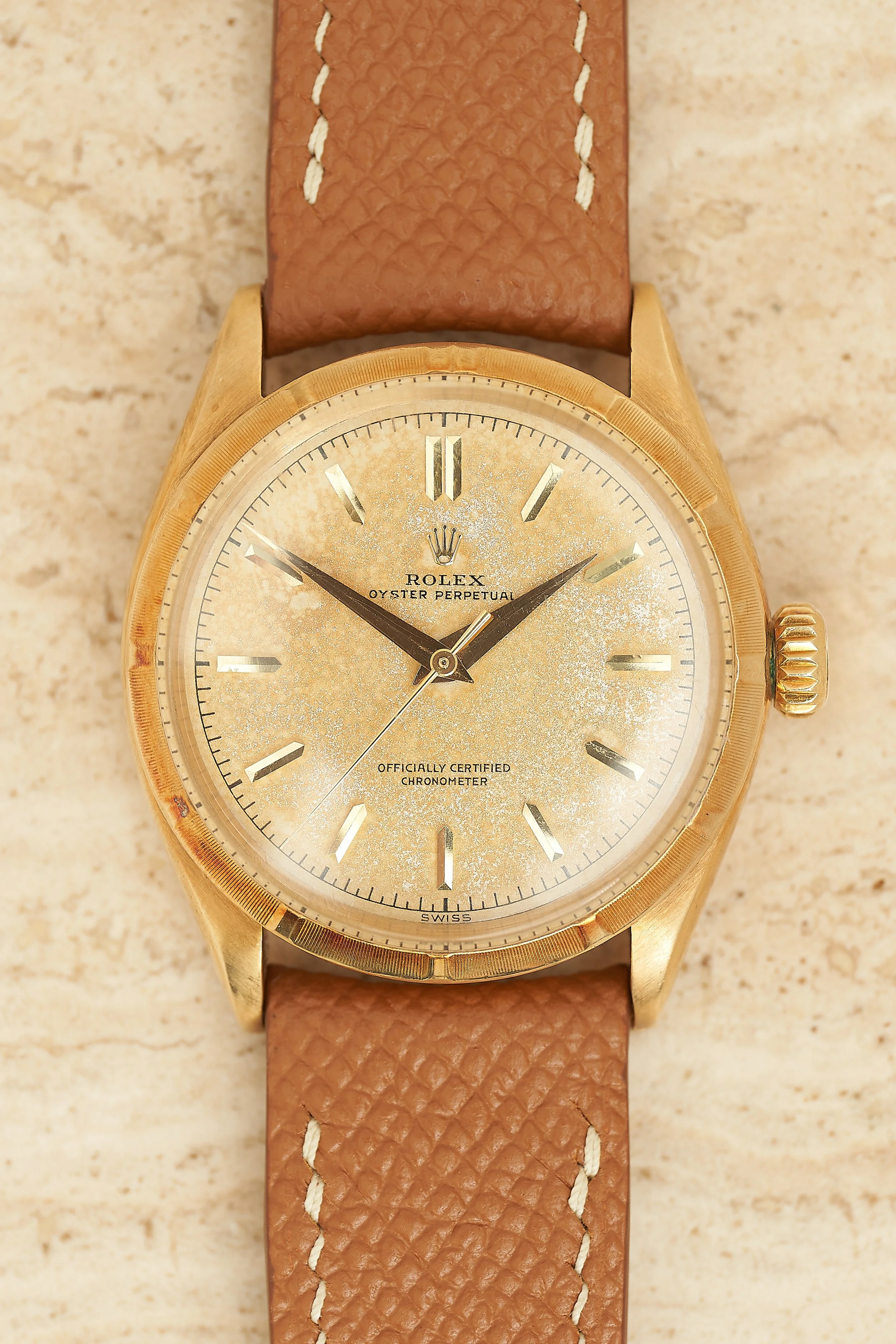 Rolex Oyster Perpetual 'Brevet' Yellow Gold Patina Dial ref. 6285 ...
