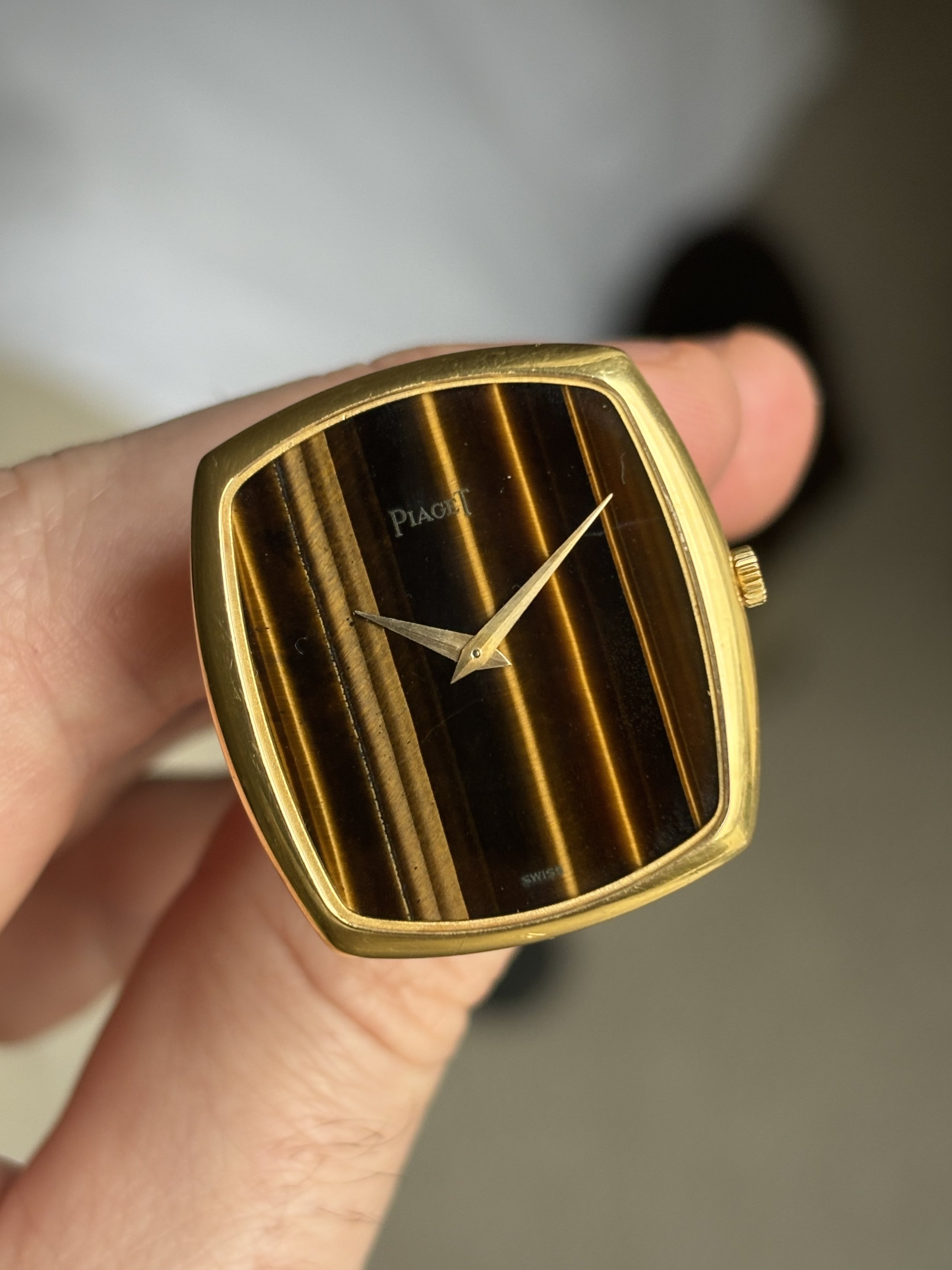 Piaget Yellow Gold 'Tiger Eye' Stone Dial ref. 9741 — Doble Vintage Watches