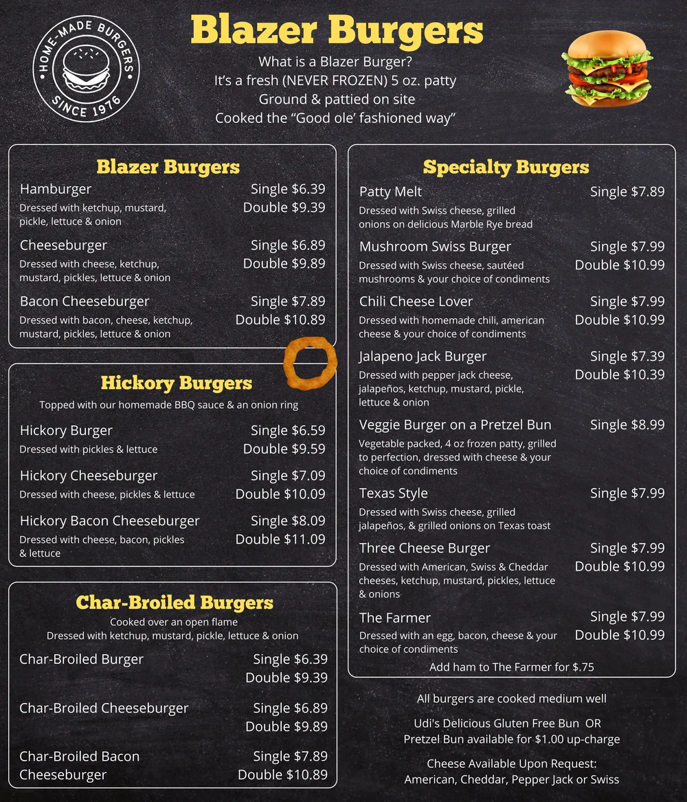 View Full Menu — Blazer's Restaurant